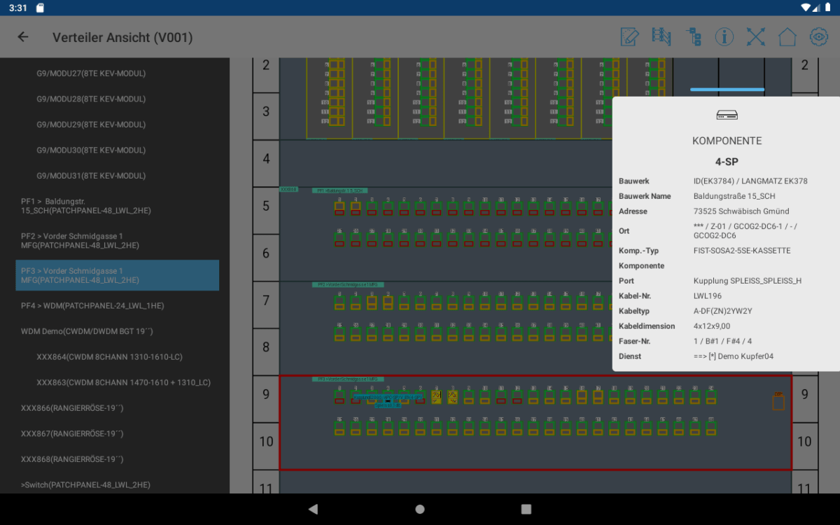 cablescout mobile ermöglicht das Mitführen der Netzdokumentation